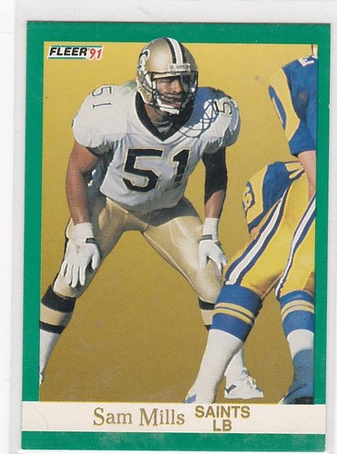 Sam Mills Saints Linebacker 1991 Fleer Card # 301 Near-Mint ""HALL OF ...