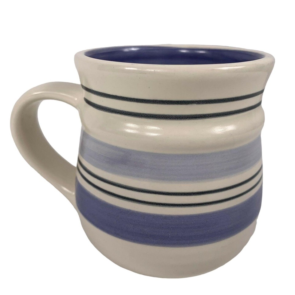 Pfaltzgraff Rio Coffee Mug Blue Bands Stripes 14 Oz Handpainted | eBay