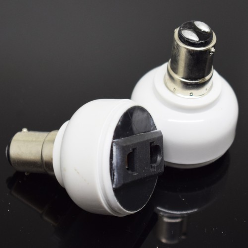 50x BA15D Male to US EU 2 Prong Holes Female Socket Bulb Lamp Adapter ...