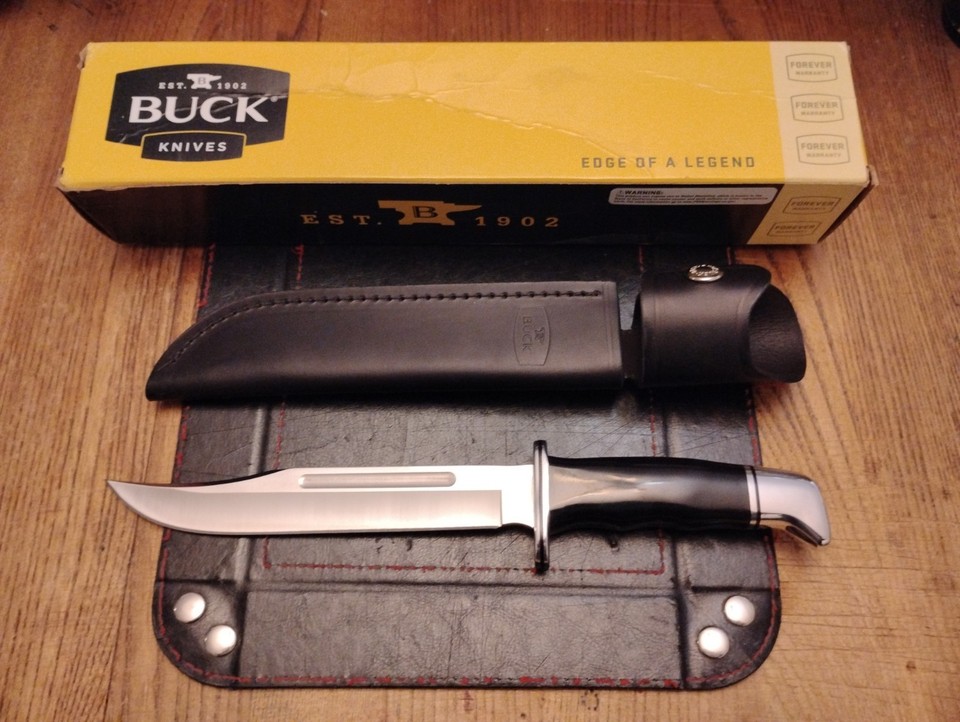 BUCK Knives General 120 7.37" HC Stainless Steel Blade Leather Sheath ...