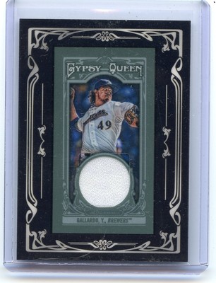 2013 TOPPS GYPSY QUEEN #GQMR-YG YOVANI GALLARDO MINI JERSEY CARD ...