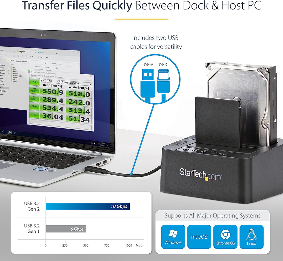 Standalone Hard Drive Duplicator, External Dual Bay HDD/SSD Cloner ...