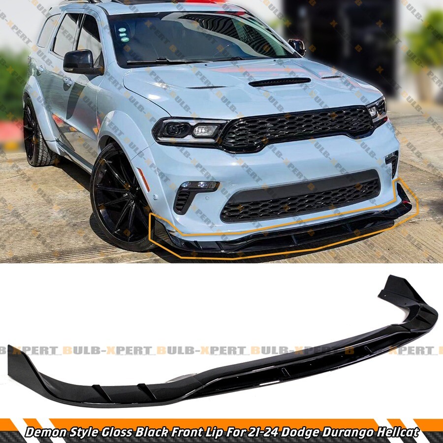 Gloss Blk Demon Double Deck Front Bumper Lip For 21-24 Dodge Durango ...