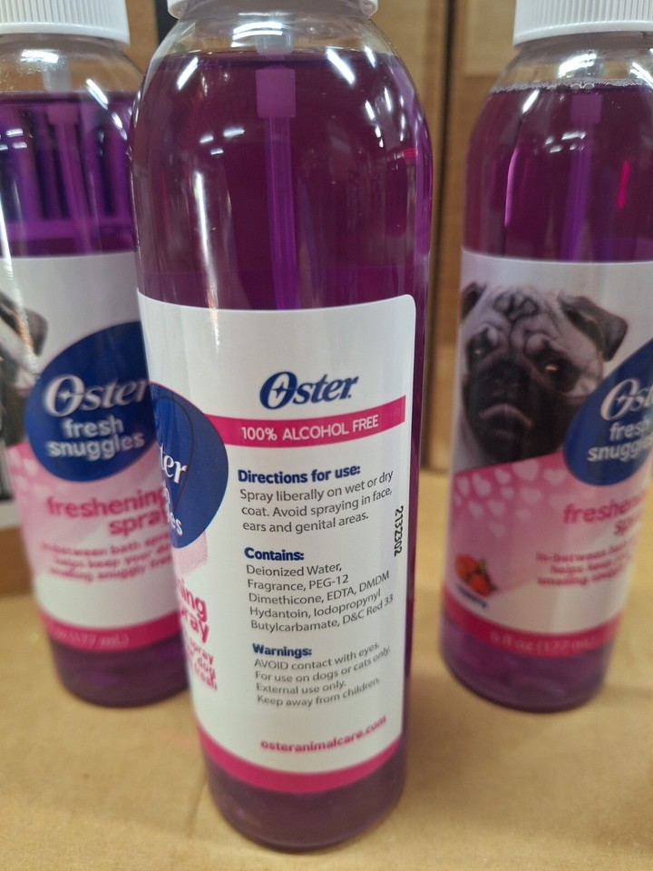 Oster Fresh Snuggles DOGS FRESHENING SPRAY • RASPBERRY SCENT 12 BOTTLES ...