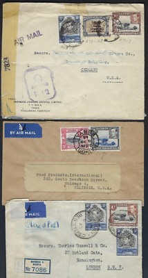 SOUTH AFRICA KUT 1940s THREE AIR MAIL COVERS ONE REGISTERED NAIROBI TWO ...