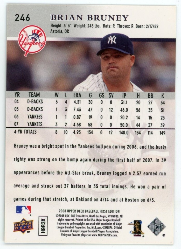 2008 Upper Deck First Edition Brian Bruney #246 | eBay