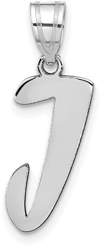 14K White Gold Polished Script Letter J Initial Pendant | eBay