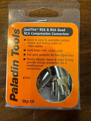 Paladin Tools SEALTITE RG6 & RG6 Quad RCA Compression Connectors New ...