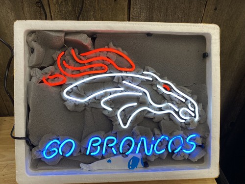 Denver Broncos Go Broncos 20"x16" Neon Sign Light Lamp Bar Open Party ...
