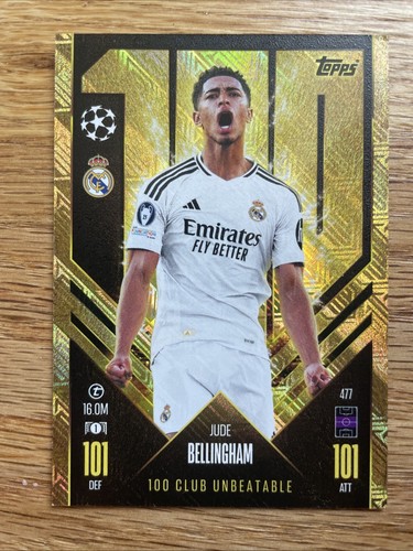 Topps Match Attax CL 24/25 No. 477 Jude Bellingham 100 Club Unbeatable ...