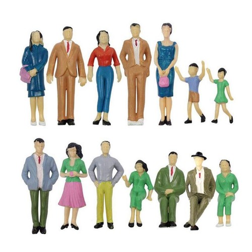 14Pcs 1/25 HO Scale People Model Mini Models Standing People Model for ...