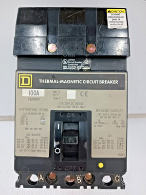 Square D 100 Amp I-Line Thermal-Magnetic Circuit Breaker 3 Pole 480 VAC ...