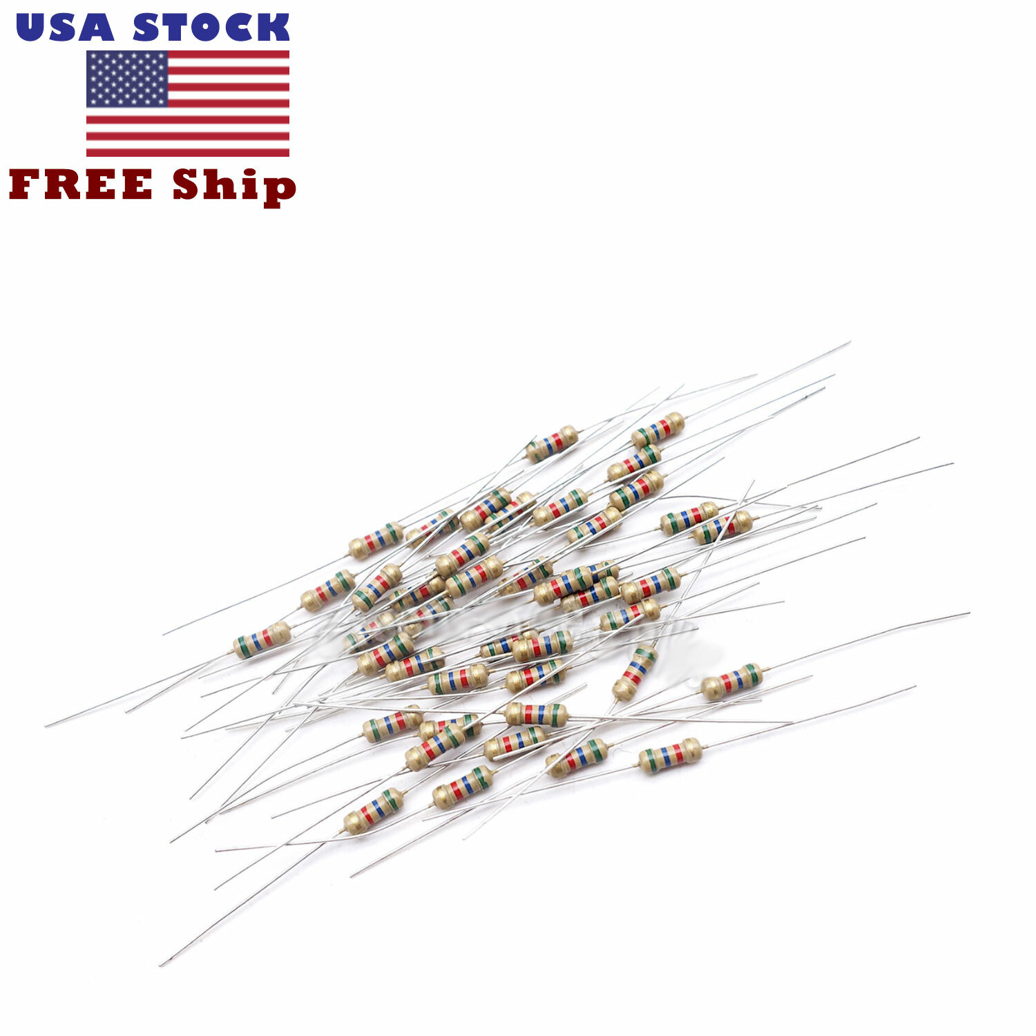 100pcs Carbon Film Resistors 1/4W 0.25W 5K6 5.6K Ohm 5600R +/-5% US ...
