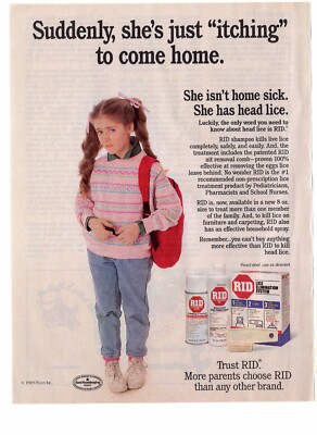 vintage 1980s magazine print ad RID Lice removal medicine hair health ...