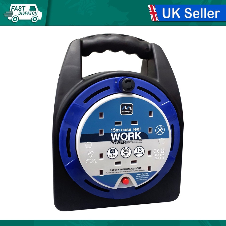 MASTERPLUG EXTENSION LEAD CASSETTE HANDBAG REEL 15M 30M 50M | eBay UK