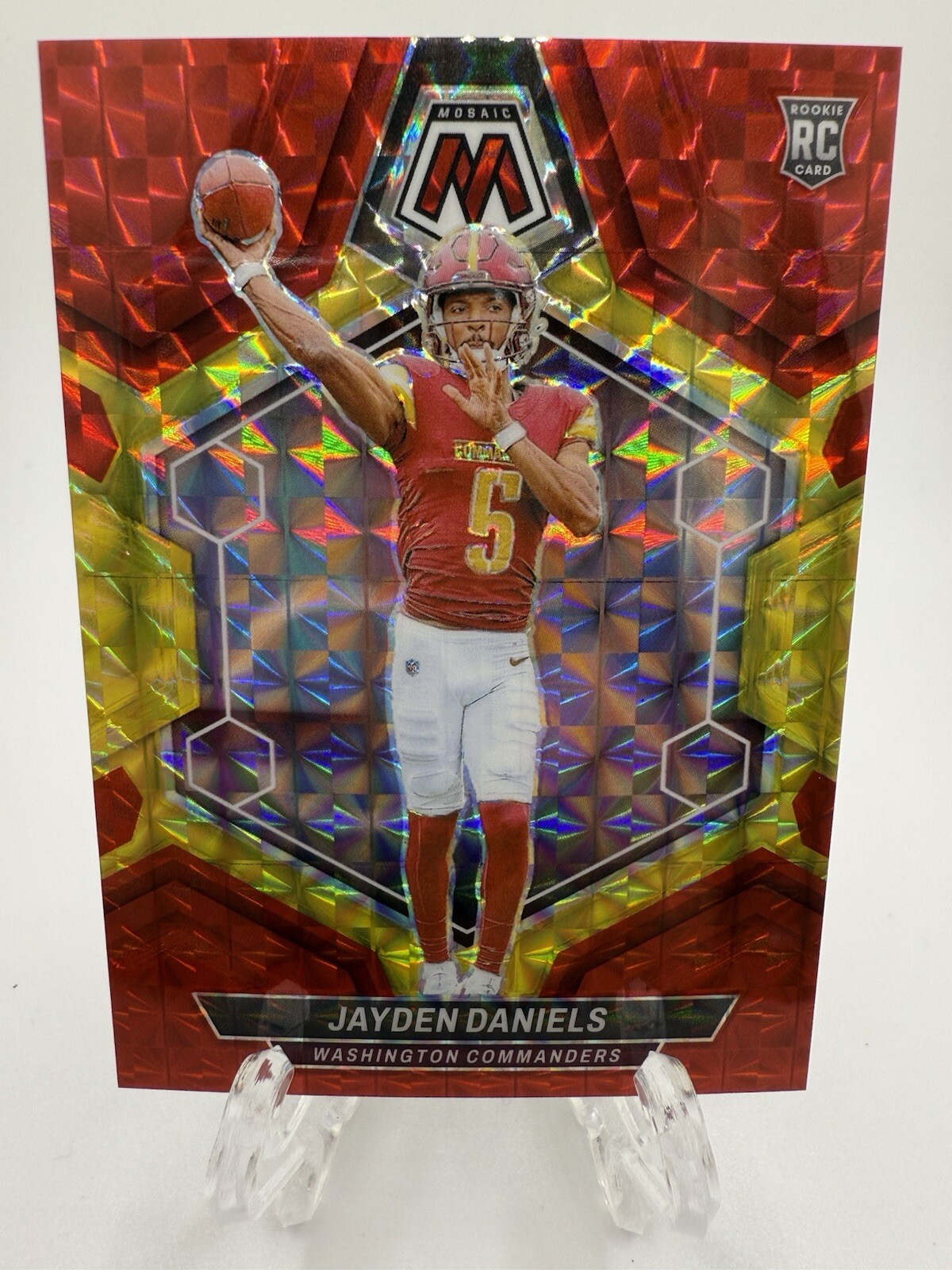 2024 Mosaic Jayden Daniels Fusion Red & Yellow Choice Prizm Rookie RC ...