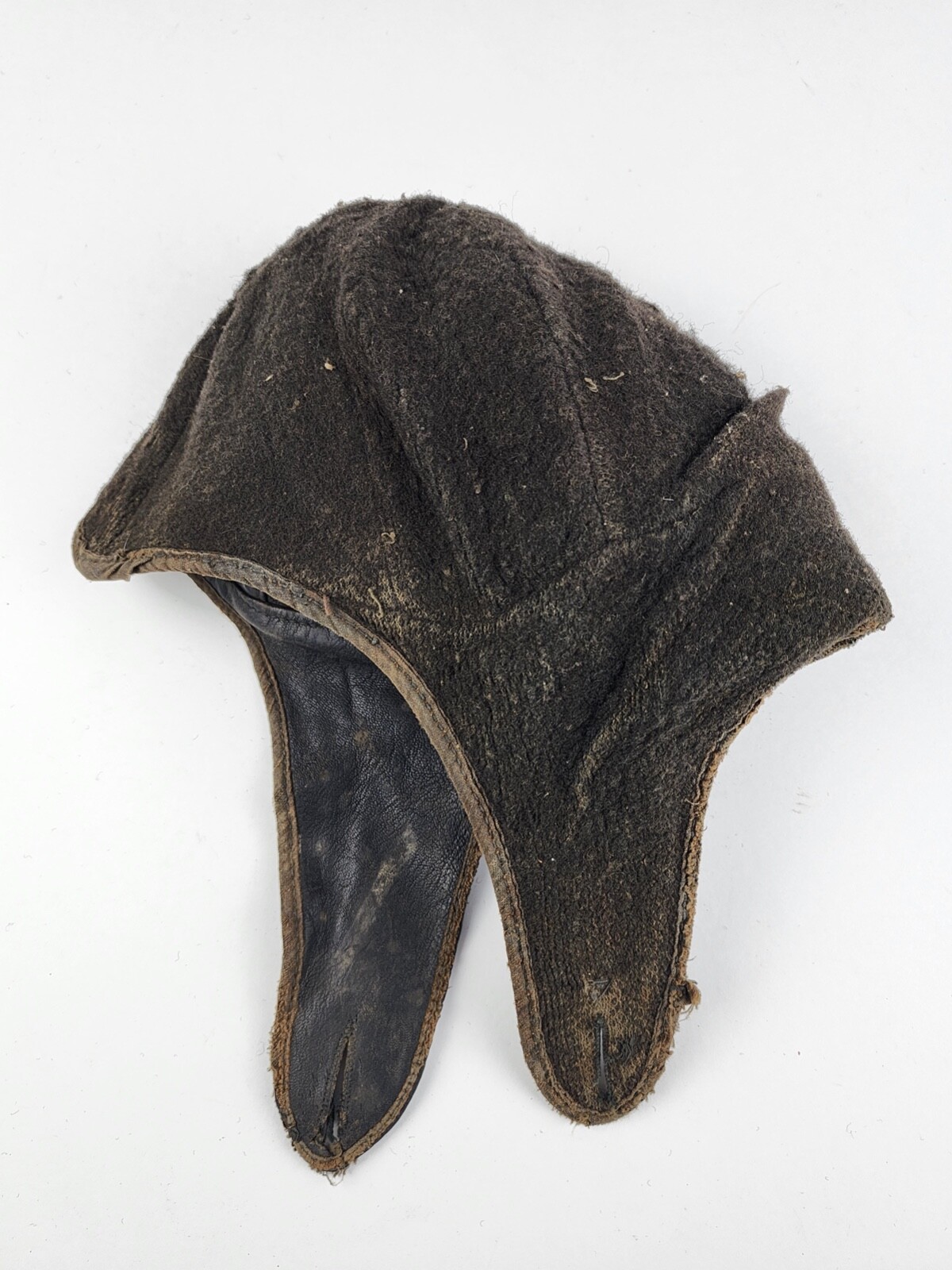 WWII era Pilot Aviator Leather Cap Helmet wool lining… - Gem