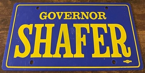 Governor Shafer Booster License Plate Raymond Philip Pennsylvania 1967 ...
