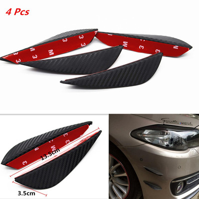 4Pcs Rubber Carbon Fiber Pattern Car Front Bumper Fins Lip Decor ...