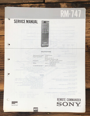 Sony RM-747 Remote Control Service Manual *Original* | eBay