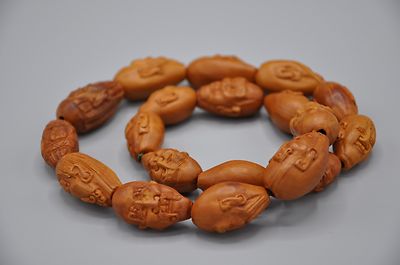 Chinese Hediao Olive Nut Carved Lohan Buddha Beads Prayer | eBay UK