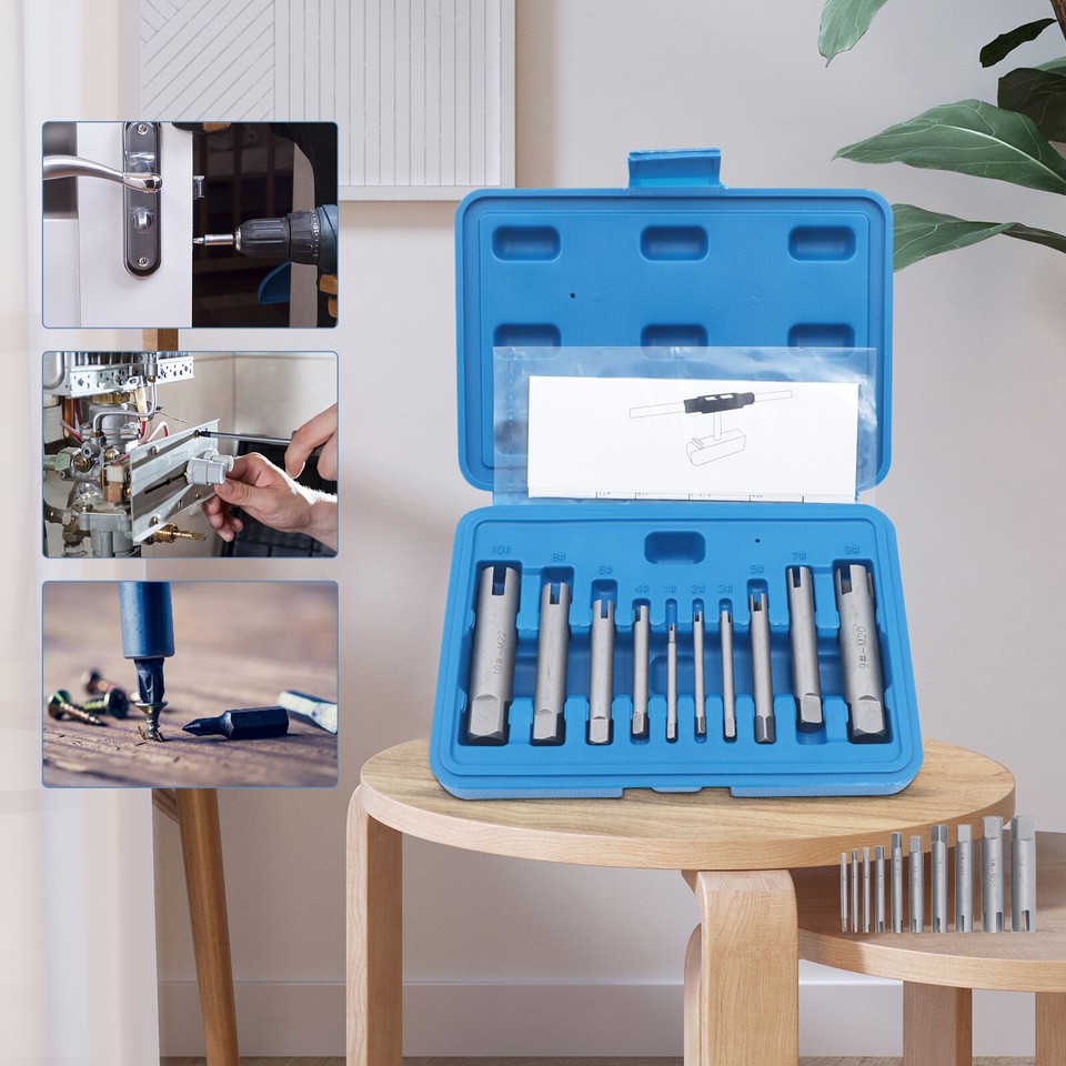 10pcs Broken Tap Extractor Removal Kit Screw Extractor Set 3/4 Claws 1 ...