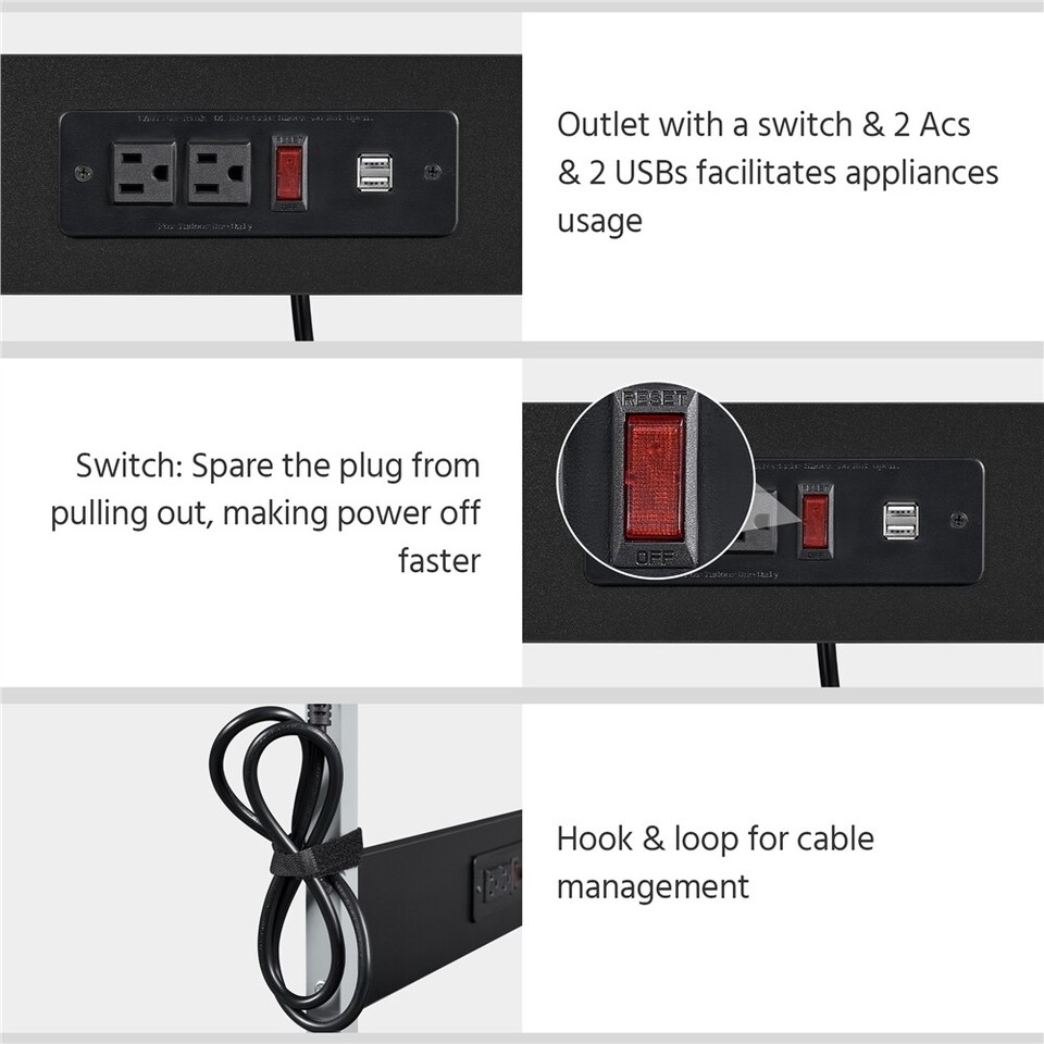 Home Office Desk w/ Power Outlet and USB Ports Computer PC Desk w ...