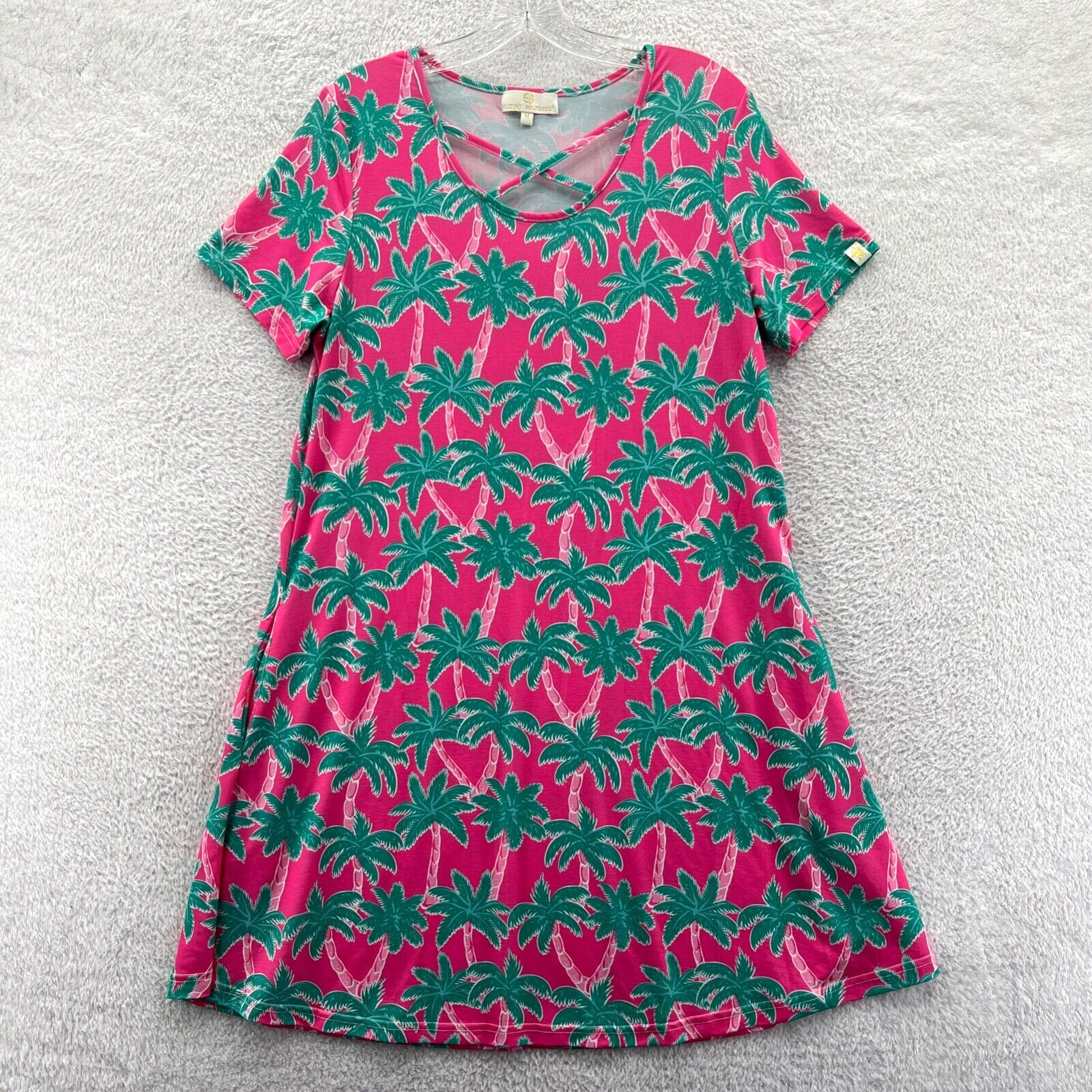 Simply Southern Dress Womens Medium Pink Tropical Pal… - Gem