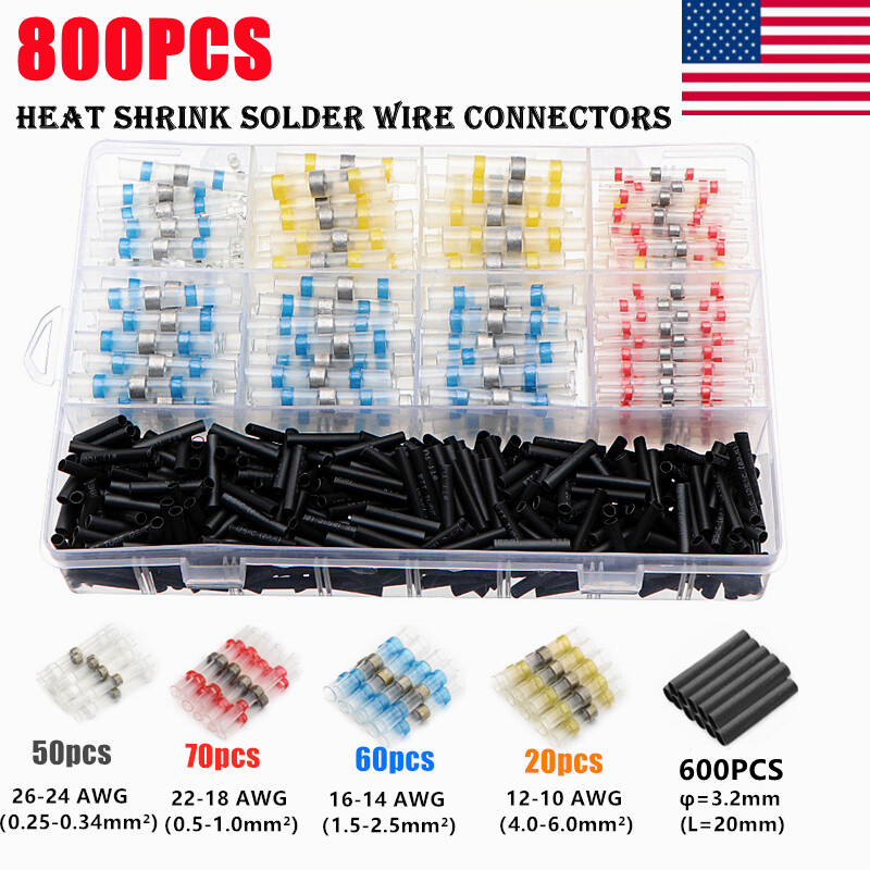 100/1000x Waterproof Solderstick Butt Wire Connector Kit Solder Sleeve ...