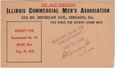 ILL Commercial Mens Assoc Shermack Perfs Advt Postal 1913 Chicago (A244 ...