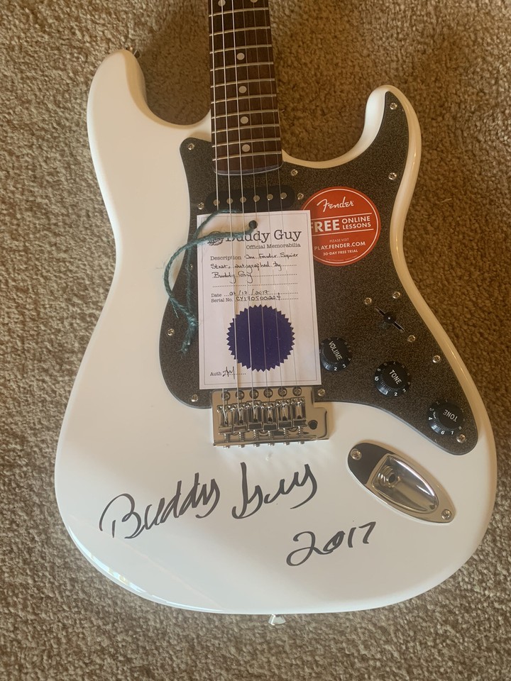 Buddy Guy Signed Autographed White Squier Strat Electric Guitar W ...