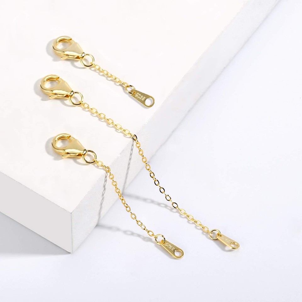 14K Gold Necklace Extenders 925 Sterling Silver Chain Extension ...