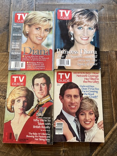 Lot Of 4 Vintage TV GUIDE MAGAZINES Princess Diana, Buckingham Queen ...