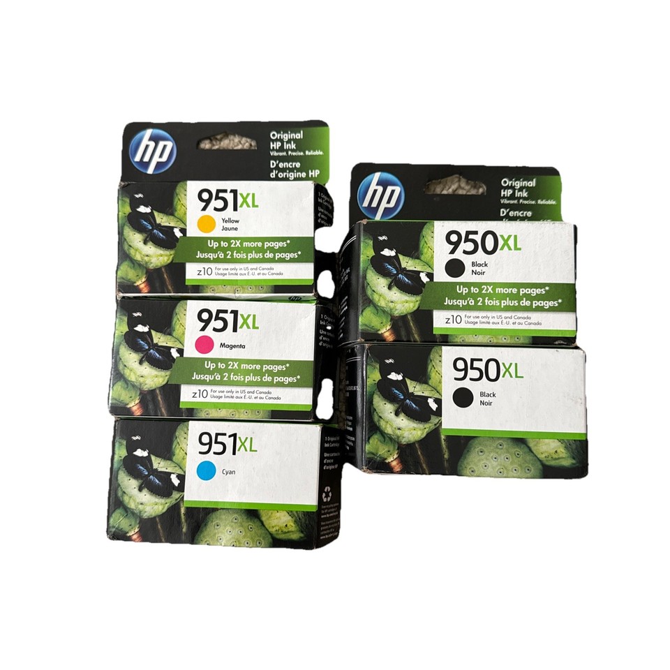 5 Pack Set OEM HP 950XL Black 951XL Color Ink Cartridge 950 951 XL Exp ...