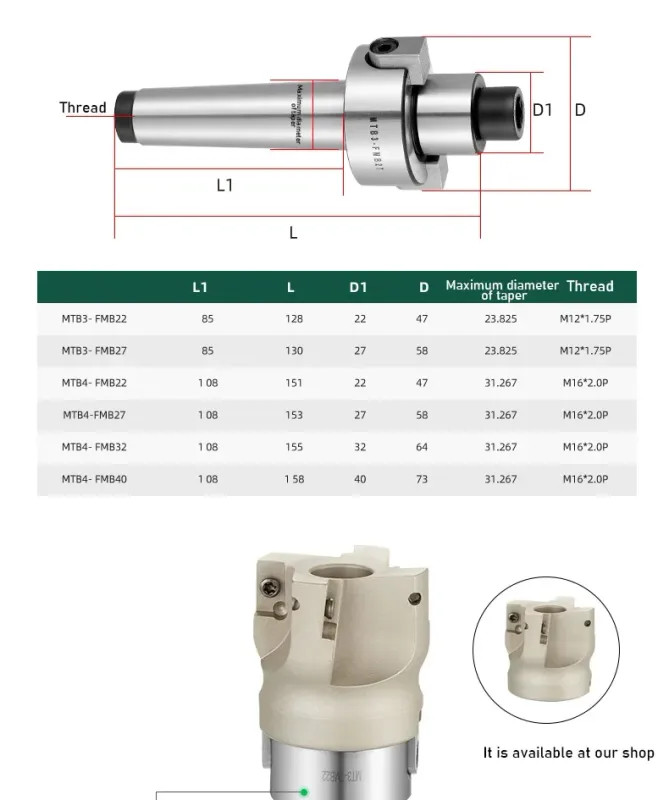 Morse FMB Face Mill Tool Holder Steel MT2 MT3 MT4 FMB22-40 50-63mm CNC ...