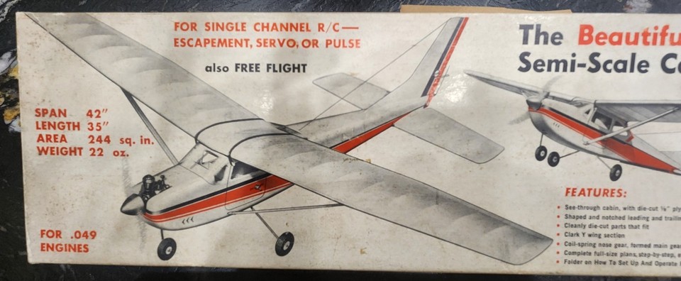 Vintage Carl Goldberg Models 1/2A Semi-Scale Cessna Skylane Kit - 42 ...