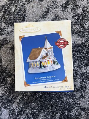Hallmark Keepsake Magic Ornament 2003 Fieldstone Church Candlelight ...