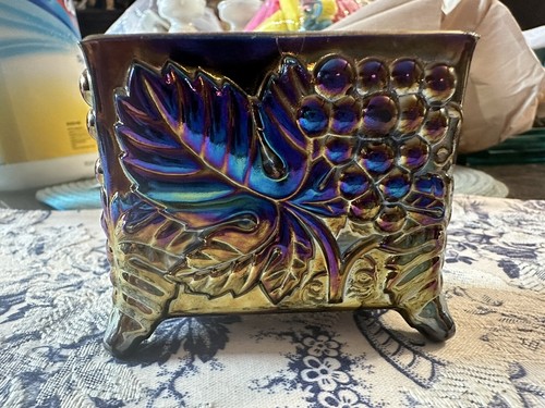 Boyd; Amethyst W/ Gold Tint Raised Grape Pattern, Carnival Glass | eBay