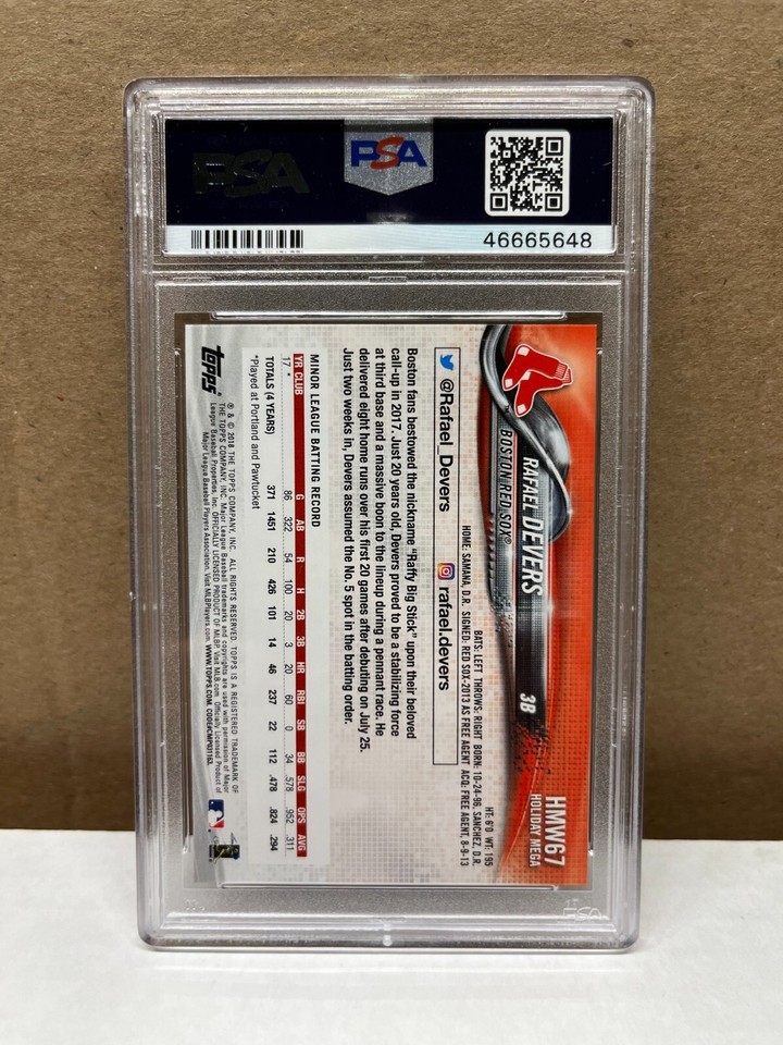 2018 Topps Holiday #67 Rafael Devers RC Rookie Metallic Snowflake PSA ...