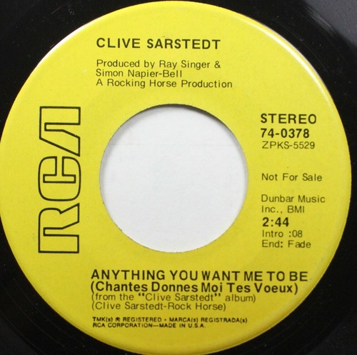 Rock Promo 45 Clive Sarstedt - Anything You Want Me To Be / Looking For ...