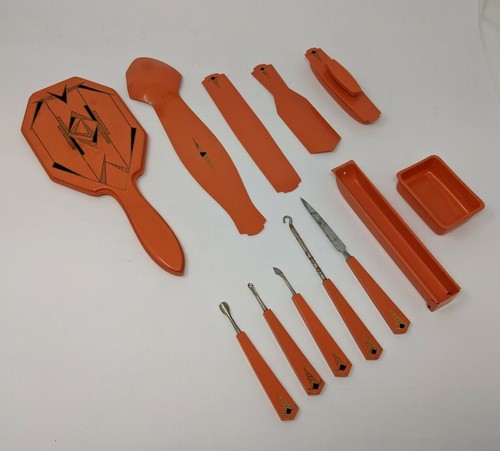 Art Deco Vanity Set Bureau Vintage 12 Piece Lucite Mirror Nail Buffer ...