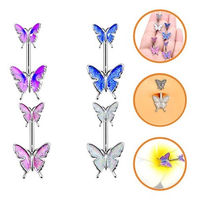 4Pcs Butterflies Belly Button Rings Butterflies Navel Piercing Bars ...