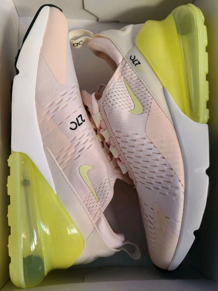 NEW Women's Size 6 Nike Air Max 270 Yellow White Running Gym Shoes ...