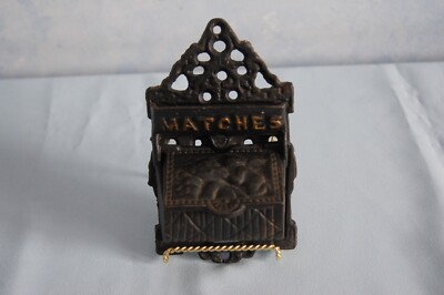 Cast iron match stick holder wall mount box cherub angel matchstick ...