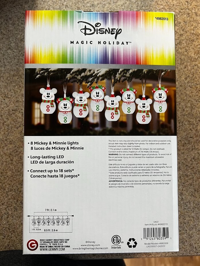 3 boxes NEW Disney Mickey and Minnie Mouse Snowman Blinking LED String ...