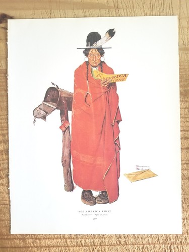 SEE AMERICA FIRST/1ST FLIGHT- ROCKWELL.TWO-SIDE 15"x11.7" BOOKPLATE ART ...