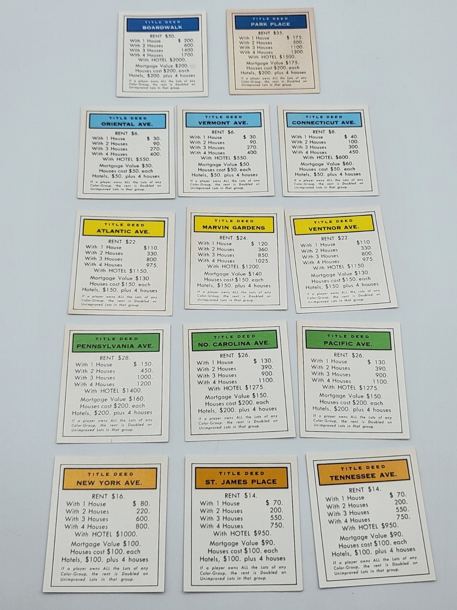Monopoly Le Deed Cards List - Infoupdate.org