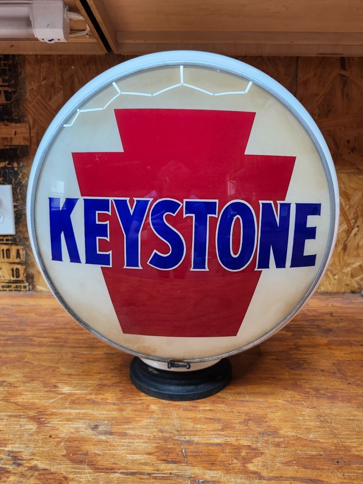 Original 1930's Keystone Gasoline Gas Pump Globe Solid Glass Body ...