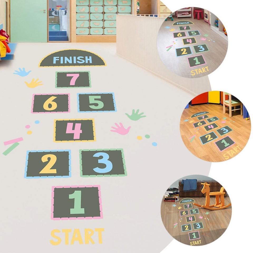 2 Pcs Hopscotch Room Sticker Cartoon Floor Stickers Games Stricker | eBay