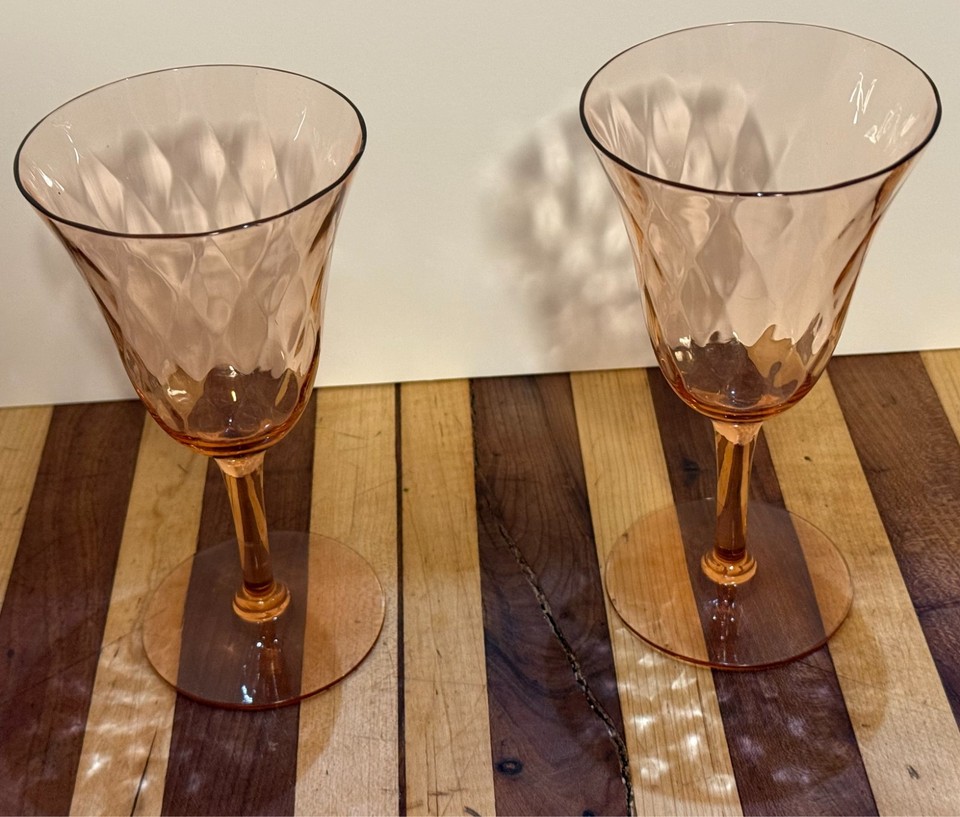 2 Vintage Depression Glass Stemware w/diamond Optic Pattern Tiffin ...